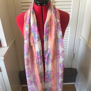Accessories | Lovely Light Long Ladies Scarf With Floral Border | Poshmark